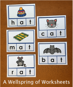 CVC Word Clip Cards - Consonant Vowel Consonant / Short Vowel Sound