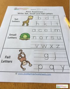 Tall, Small and Fall Letters | A Wellspring of Worksheets