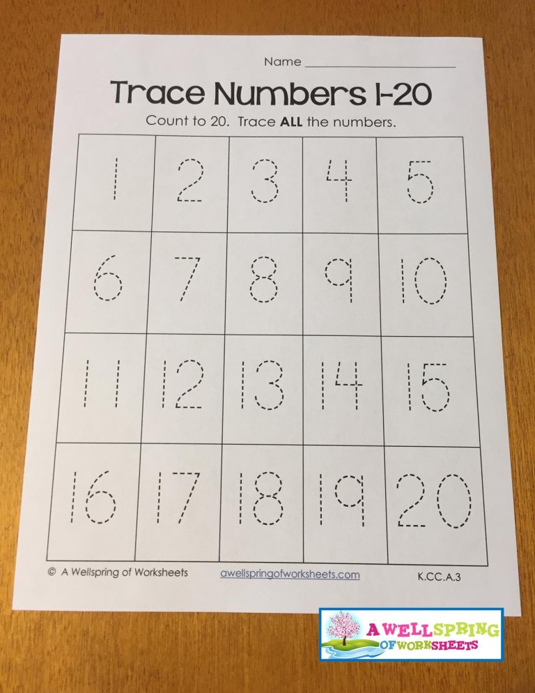 Tracing Numbers 1-20 Worksheets Blog Post | A Wellspring of Worksheets