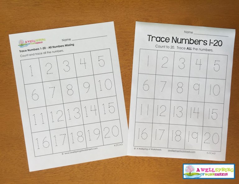 Tracing Numbers 1-20 Worksheets Blog Post | A Wellspring of Worksheets