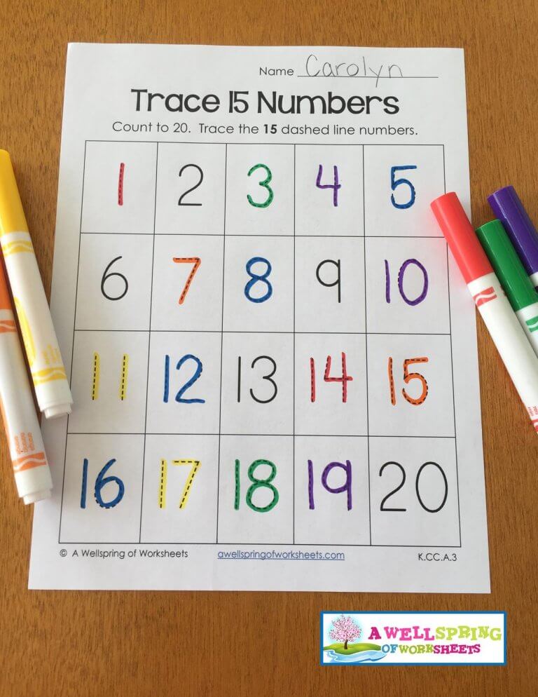 Tracing Numbers 1-20 Worksheets Blog Post | A Wellspring of Worksheets