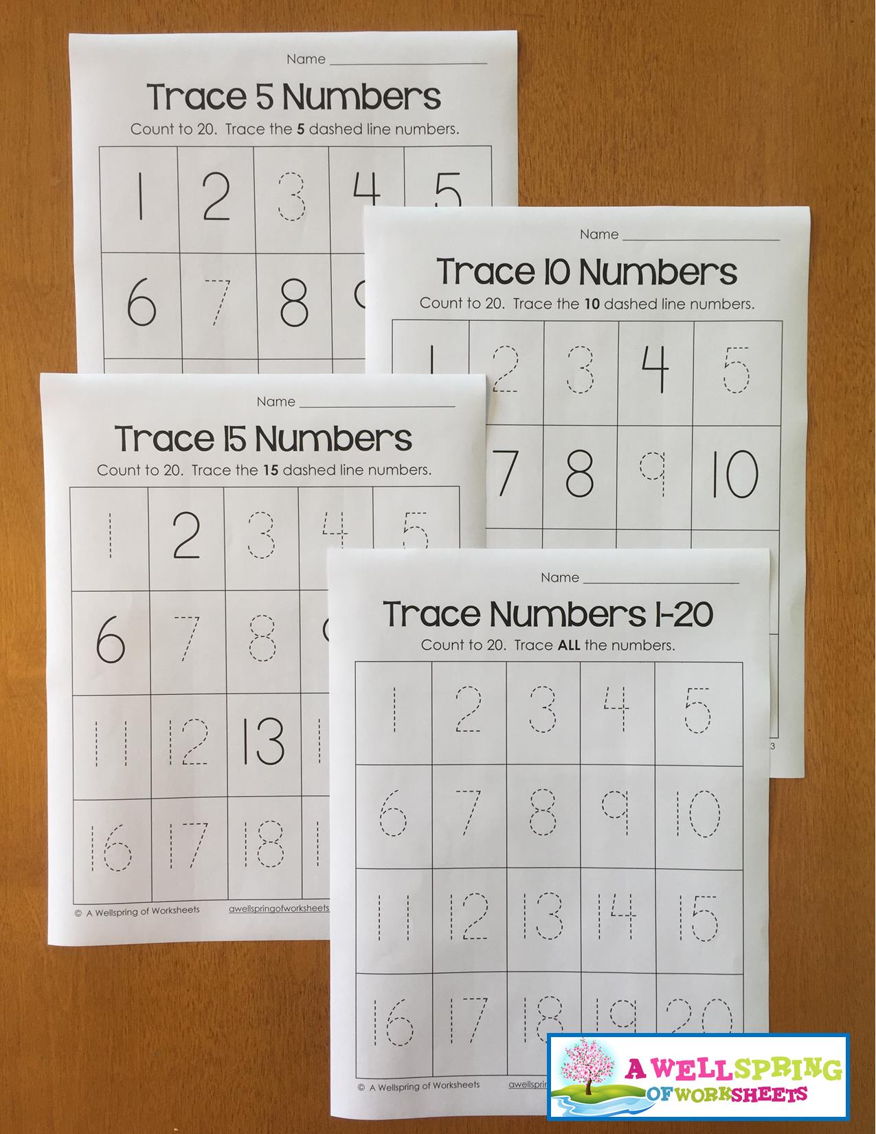 Tracing Numbers 1-20 Worksheets Blog Post | A Wellspring of Worksheets