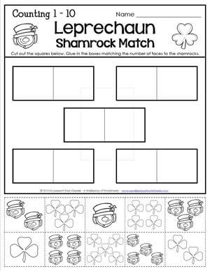 St Patrick's Day - Counting 1-10 - Leprechaun Shamrock Match