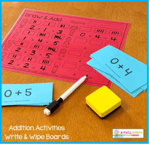 Kindergarten Addition Activities - Write and Wipe Mats | A Wellspring