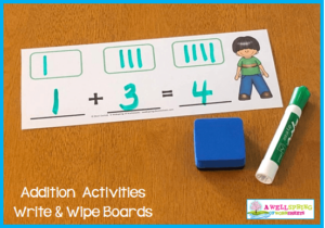 Kindergarten Addition Activities - Write and Wipe Mats | A Wellspring