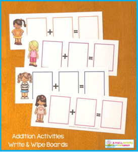 Kindergarten Addition Activities - Write and Wipe Mats | A Wellspring