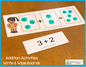 Kindergarten Addition Activities - Write and Wipe Mats | A Wellspring