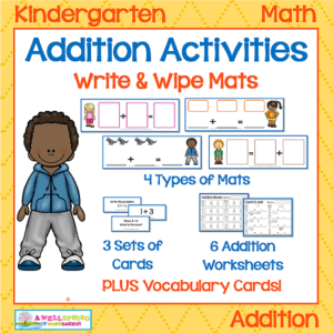 Kindergarten Addition Activities - Write and Wipe Mats | A Wellspring