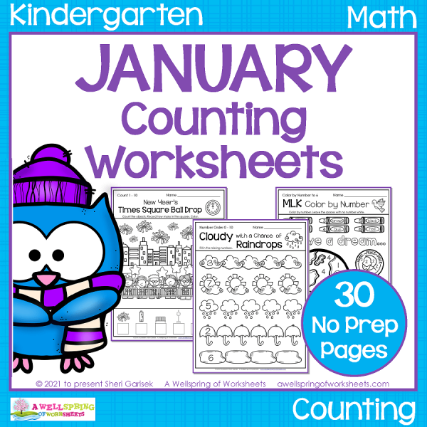 Counting Worksheets for Kindergarten by Month | A Wellspring