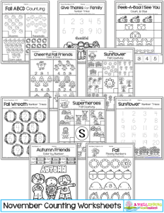 Counting Worksheets for Kindergarten by Month | A Wellspring