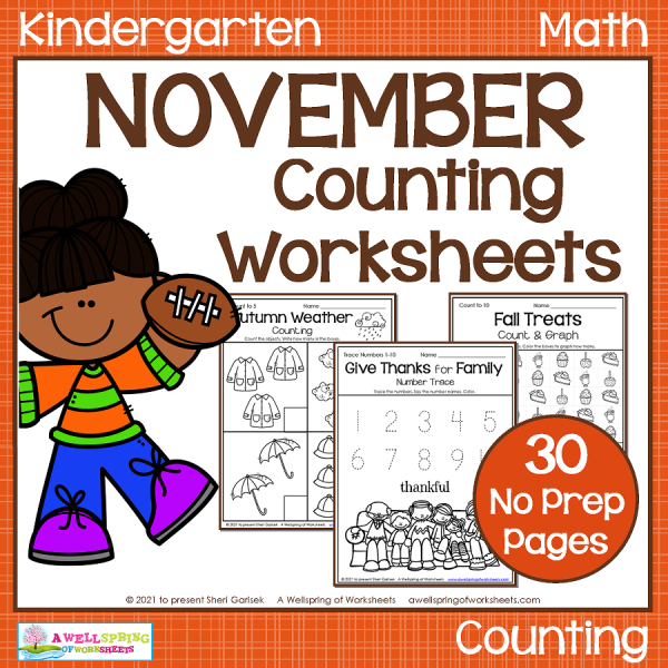 Counting Worksheets for Kindergarten by Month | A Wellspring