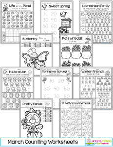 Counting Worksheets for Kindergarten by Month | A Wellspring