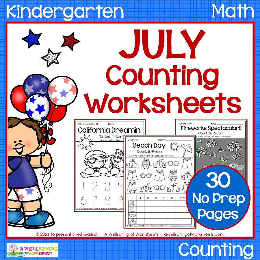 Counting Worksheets for Kindergarten by Month | A Wellspring