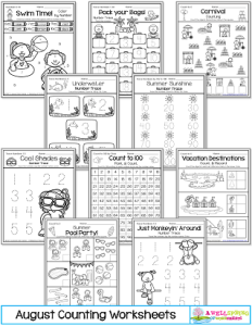 Counting Worksheets for Kindergarten by Month | A Wellspring