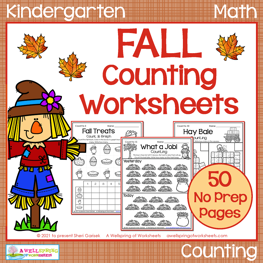 Kindergarten Counting Worksheets Four Seasons | A Wellspring