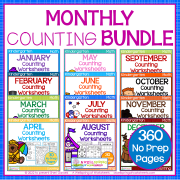 Counting Worksheets for Kindergarten by Month | A Wellspring