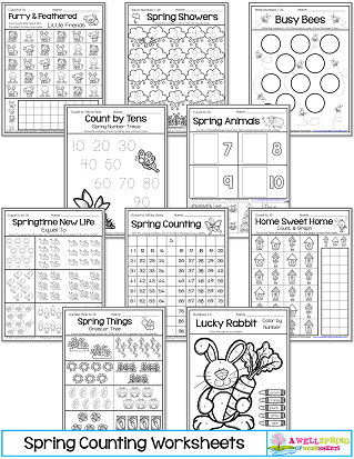 Kindergarten Counting Worksheets Four Seasons | A Wellspring
