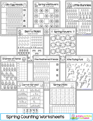 Kindergarten Counting Worksheets Four Seasons | A Wellspring