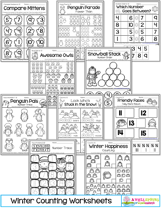 Kindergarten Counting Worksheets Four Seasons | A Wellspring
