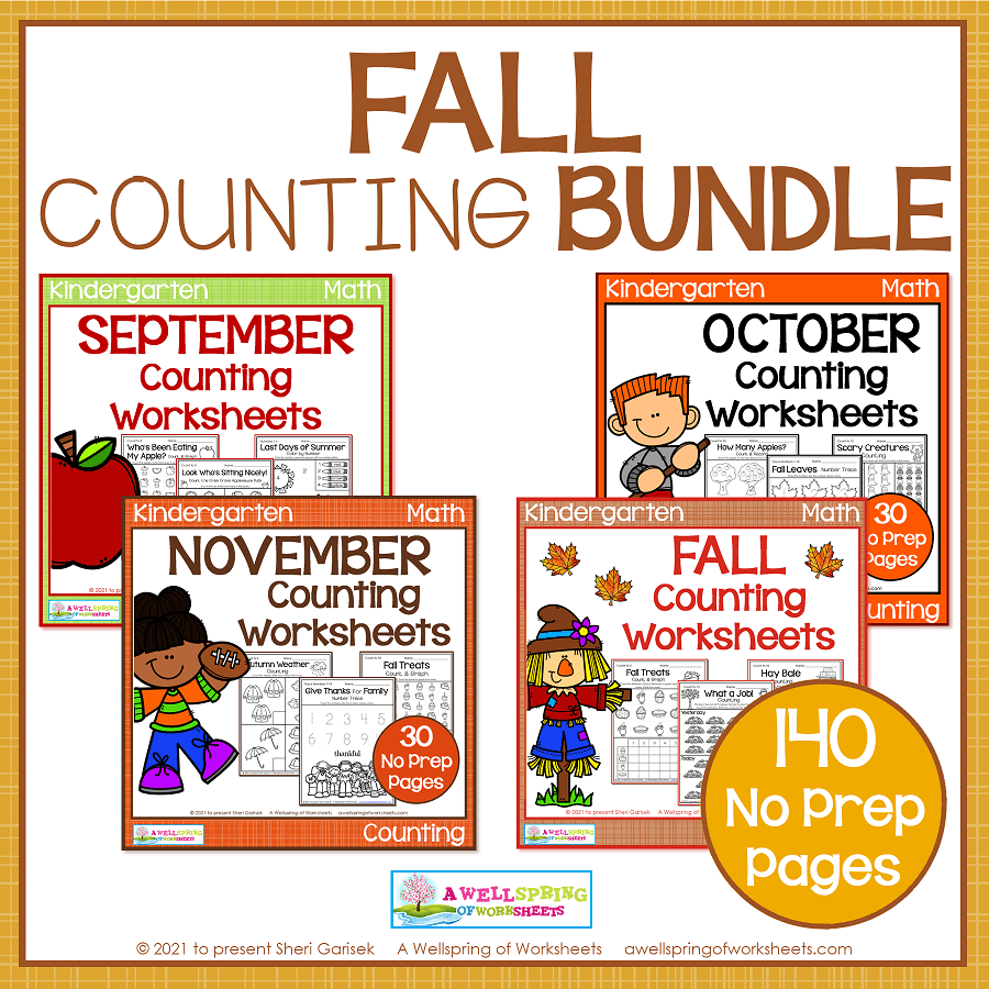 Kindergarten Counting Worksheets Four Seasons | A Wellspring