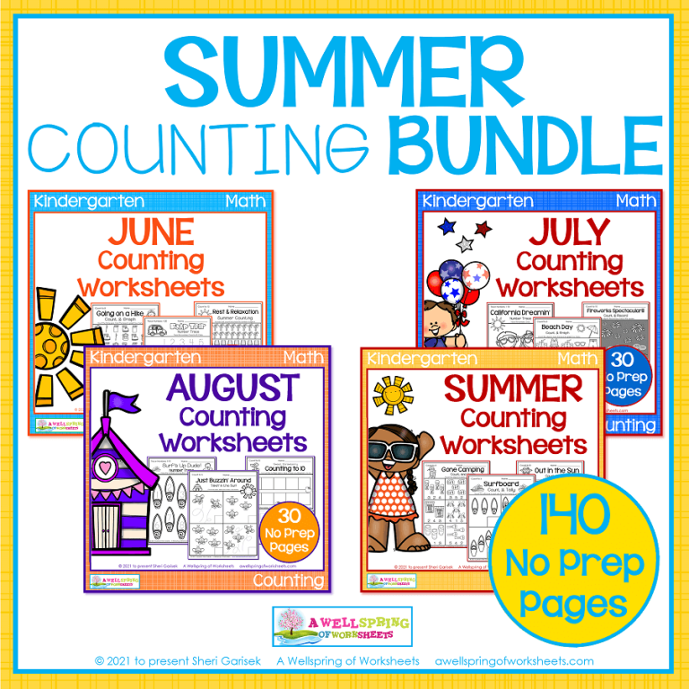 Kindergarten Counting Worksheets Four Seasons | A Wellspring